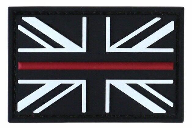 RED LINE UNION JACK PATCH UK FIREFIGHTER FIRE SERVICE HOOK & LOOP BADGE ...