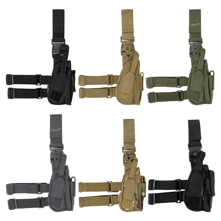 VIPER TACTICAL LEG HOLSTER DROP LEG PISTOL HOLDER MAG POUCH AIRSOFT ...