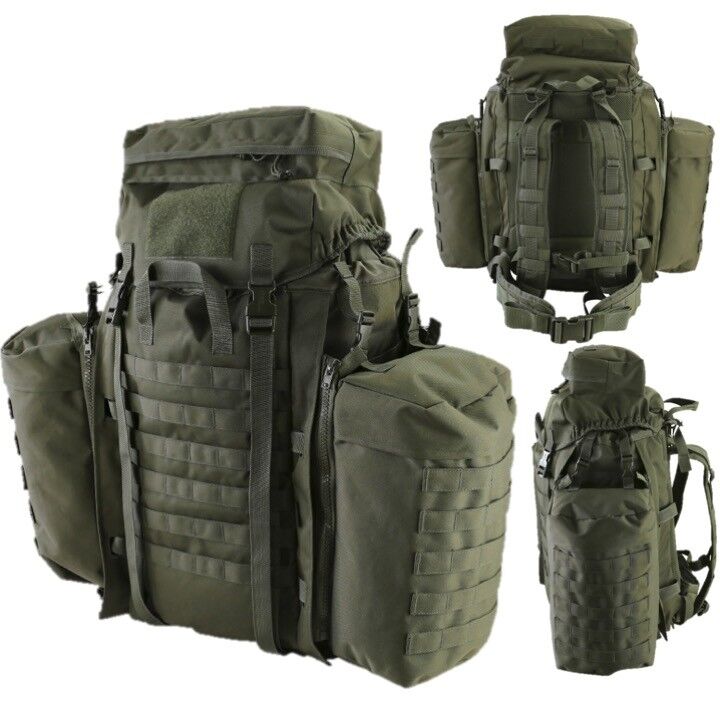 90 LITRE TACTICAL ASSAULT PACK RUCKSACK GREEN MOLLE BERGEN & SIDE ...