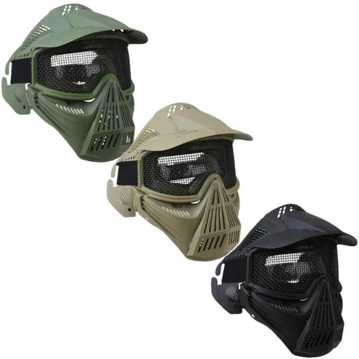 FULL FACE MESH MASK STEEL GRID AIRSOFT PAINTBALLING PROTECTIVE ...