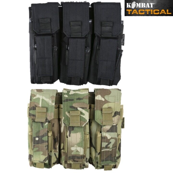 TACTICAL TRIPLE MAG POUCH WITH PISTOL MAG PAINTBALLING AIRSOFT ARMY MTP ...