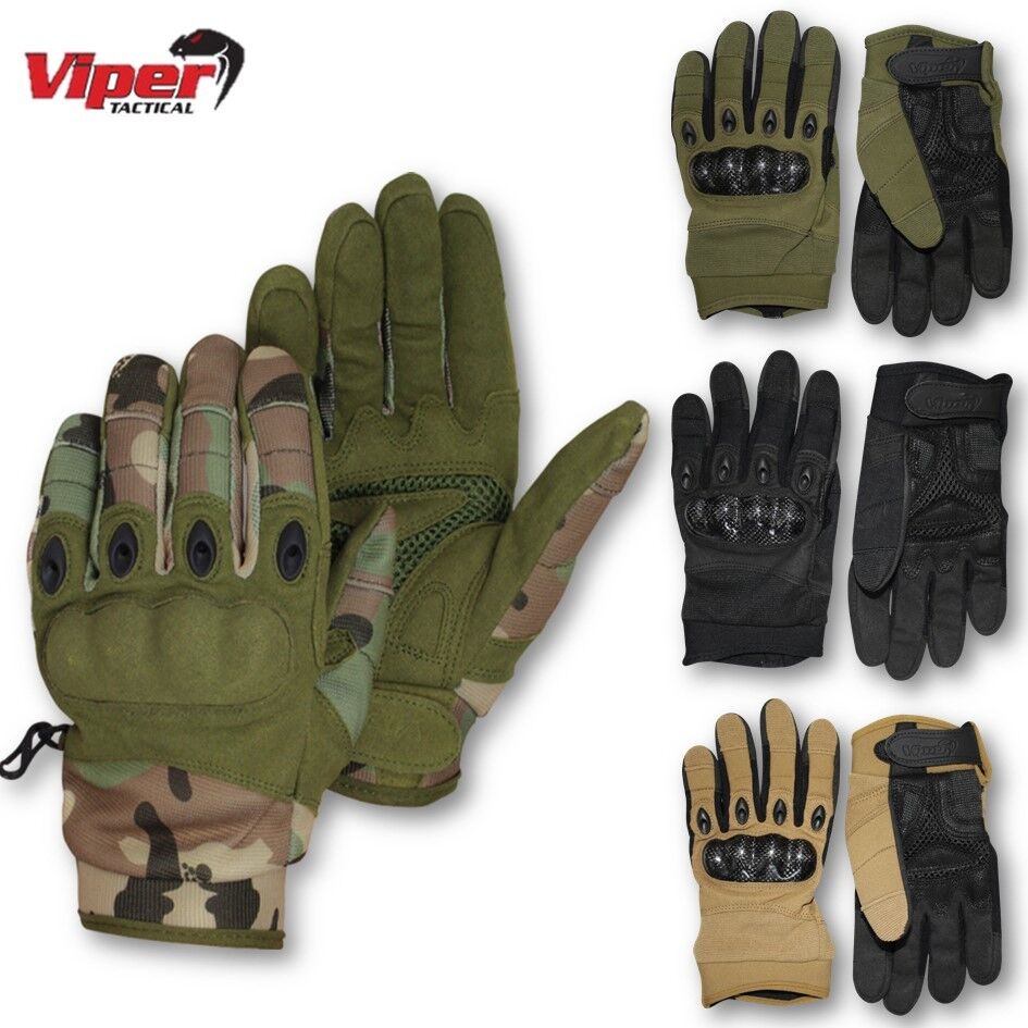 VIPER TACTICAL ELITE GLOVES MENS SHOOTING BIKERS CARBON KNUCKLE AIRSOFT ...