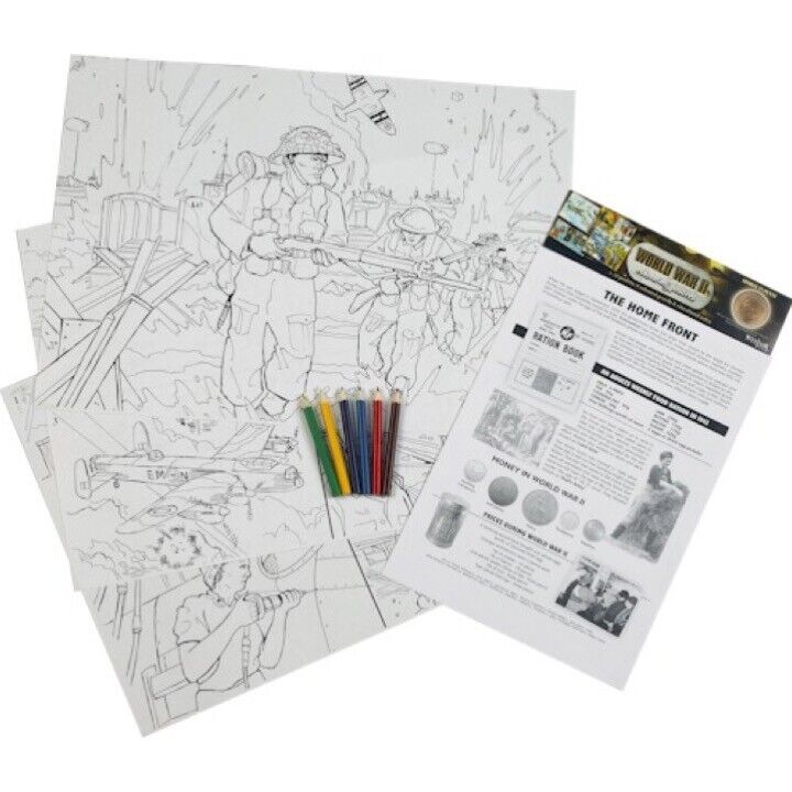 KIDS ARMY WW2 EDUCATIONAL COLOURING PACK MILITARY A3 POSTERS ACTIVITY ...