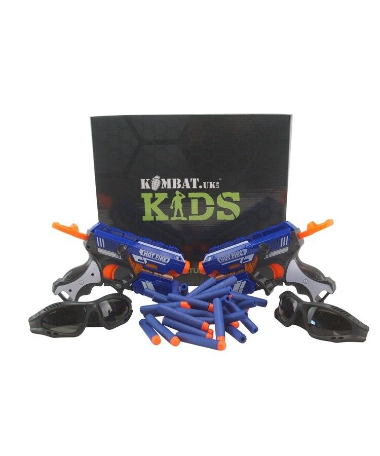 GIFT BOXED Boys Blaze Storm Double Pistol Set Spec-Ops Glasses 40 Foam ...