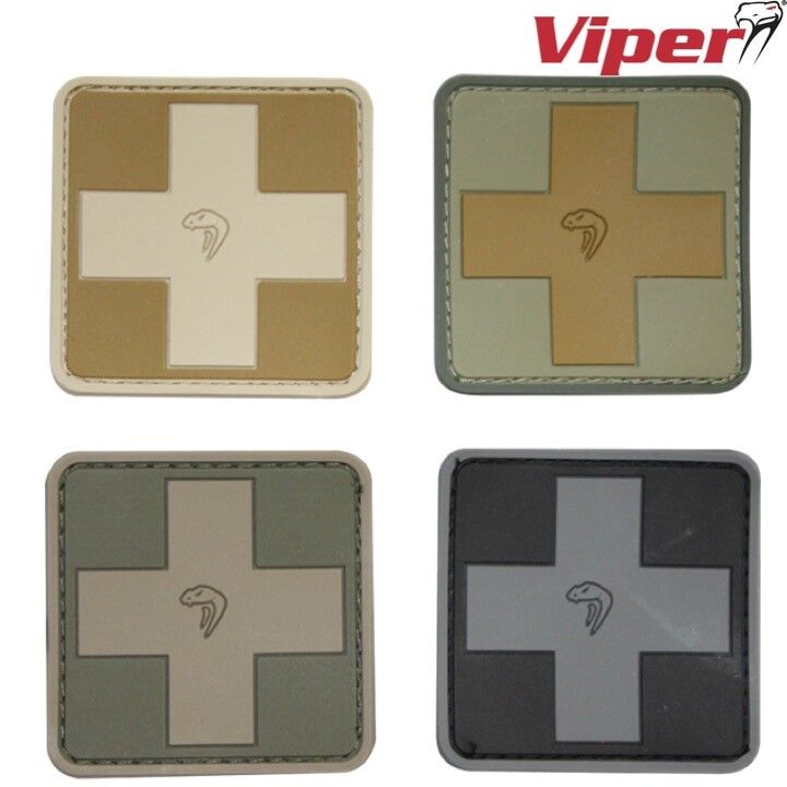 VIPER TACTICAL MEDIC RUBBER PATCH 5cm x 5cm ARMY NAVY PAINTBALLING ID ...