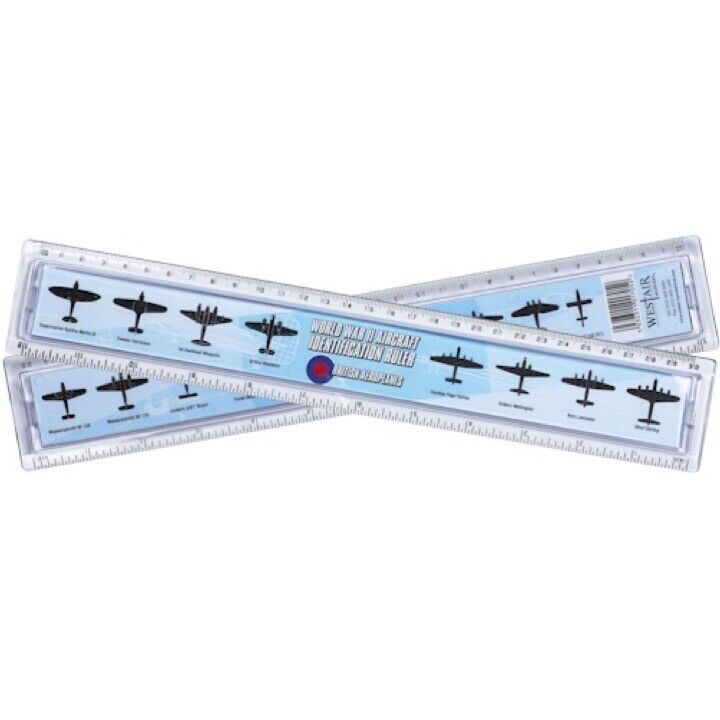 KIDS ARMY WW2 30cm PLASTIC RULER BRITISH GERMAN AIRCRAFT IDENTIFICATION ...