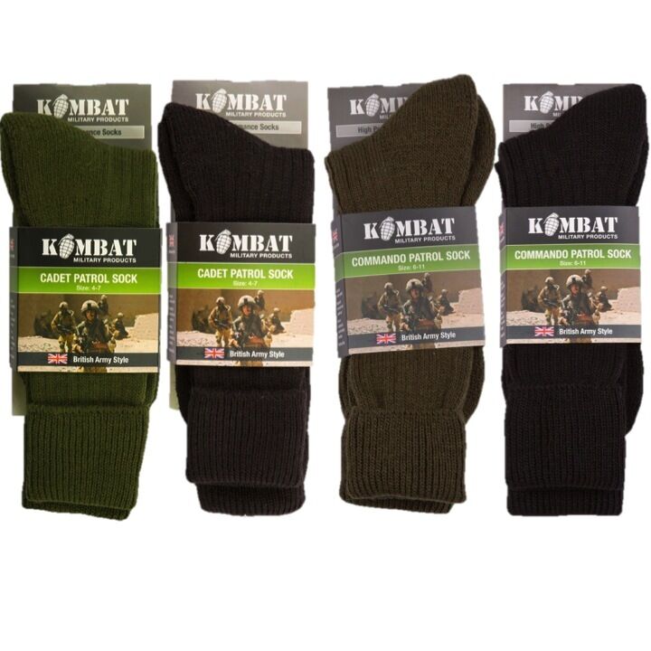 MILITARY SOCKS BRITISH ARMY STYLE BLACK GREEN CADET COMMANDO PATROL ...
