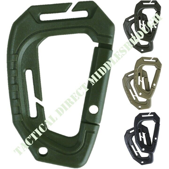 ARMY TACTICAL SPECIAL OPS CARABINER x2 MOLLE CARABINA CLIP WEBBING ...