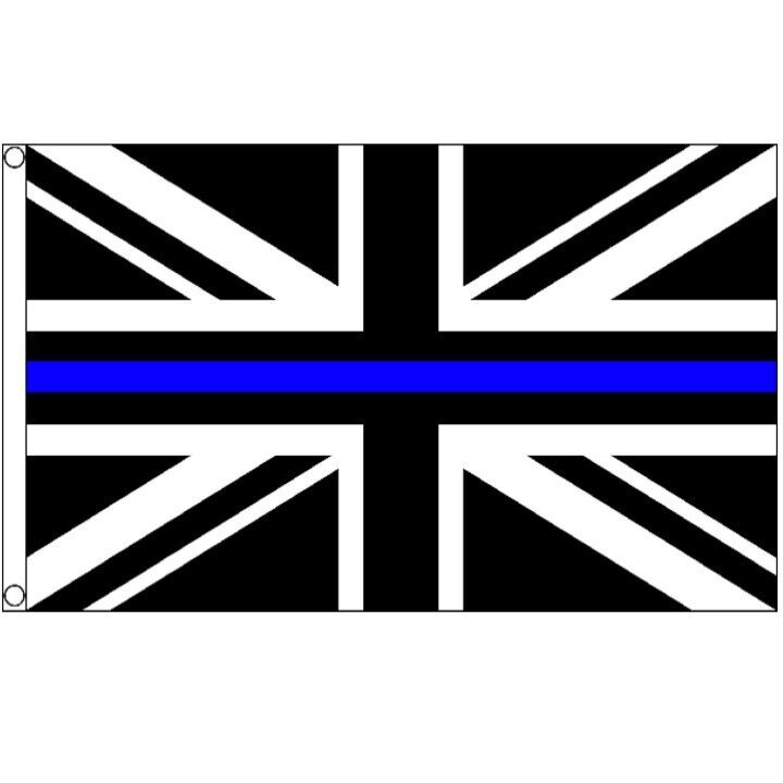 THIN BLUE LINE UNION JACK LARGE FABRIC FLAG 5x3ft UK BRITISH POLICE ...