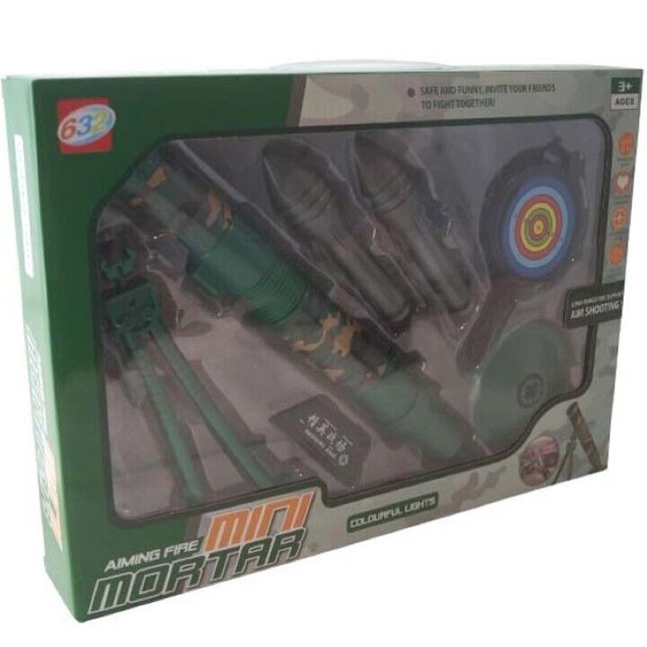 KIDS MINI TOY MORTAR ROCKET LAUNCHER SNIPER FIRING TARGET BOYS ARMY ...