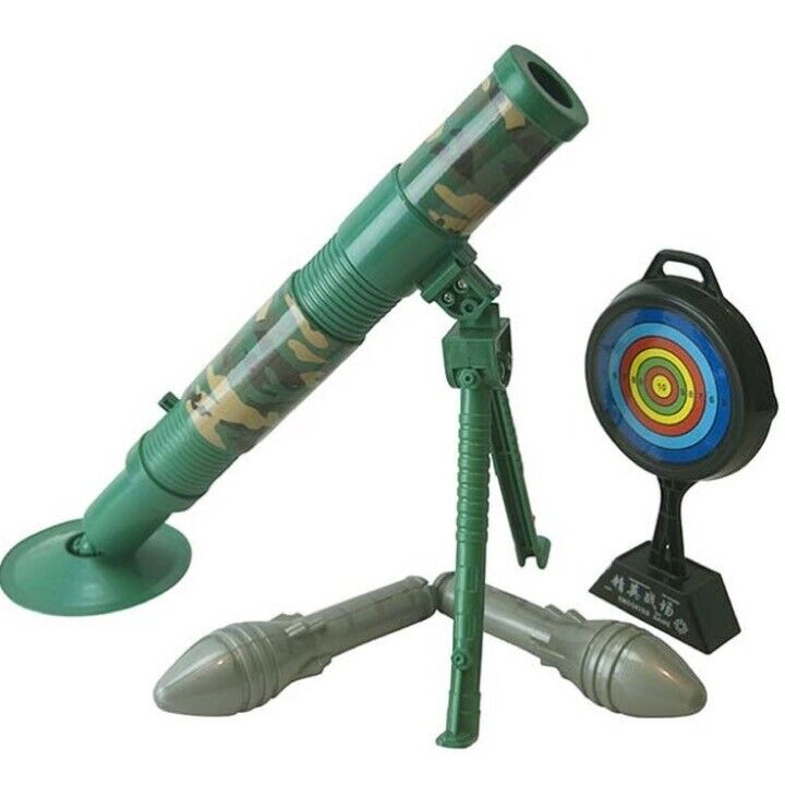 KIDS MINI TOY MORTAR ROCKET LAUNCHER SNIPER FIRING TARGET BOYS ARMY ...