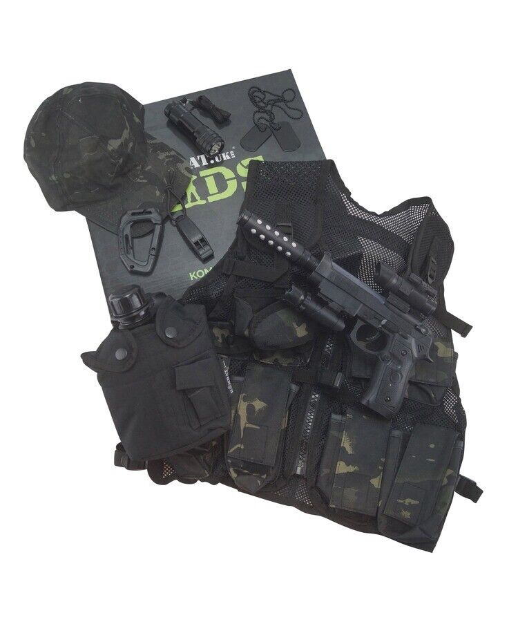 GIFT BOXED Boys Army Special Forces Set VEST TORCH Pistol WATERBOTTLE ...