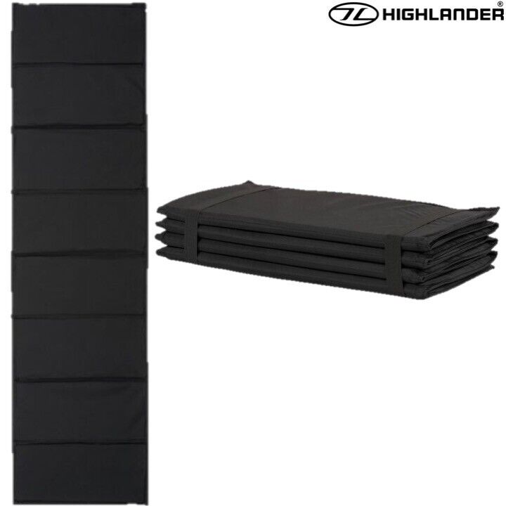 HIGHLANDER FOLDING MILITARY SLEEPING MAT CAMPING ARMY BLACK CADET ...