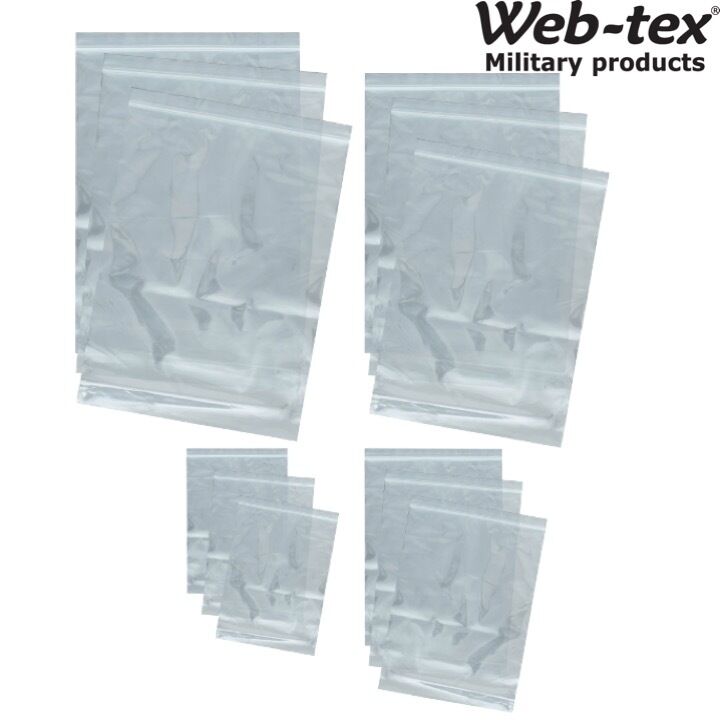 WEB-TEX HEAVY DUTY WATERPROOF RESEALABLE POLY BAGS X12 PACK GRIP SEAL ...